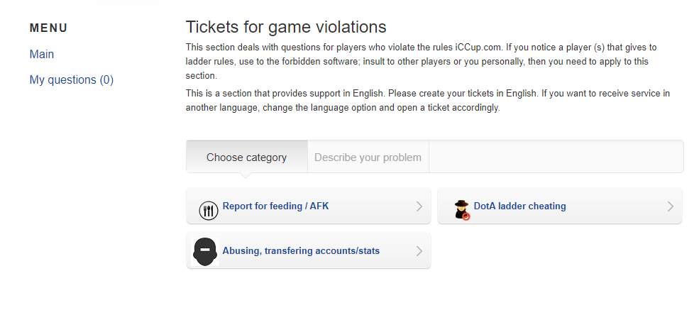 iCCup — Pages / Support FAQ